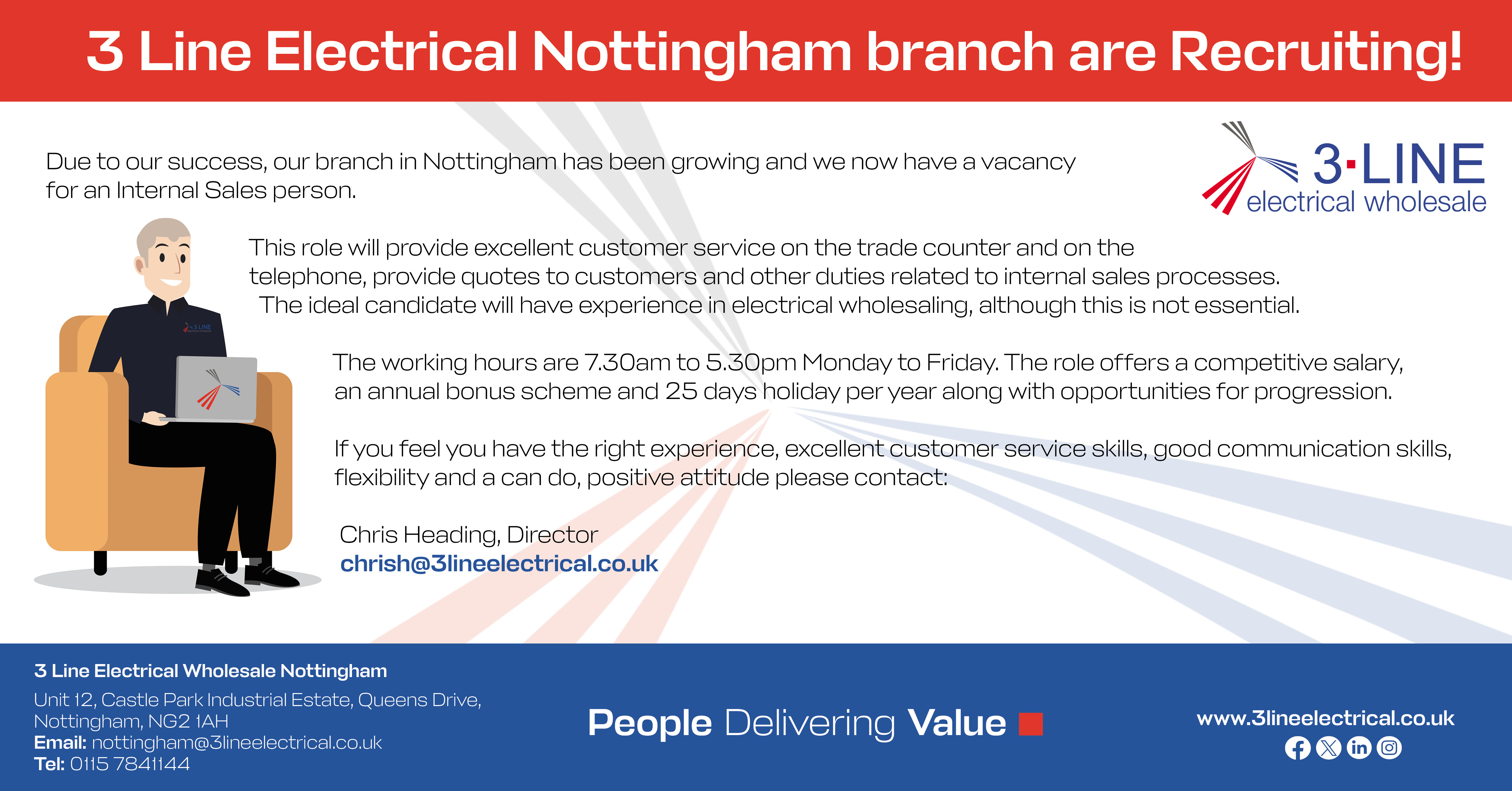 Apply for jobs at 3Line Electrical Wholesale